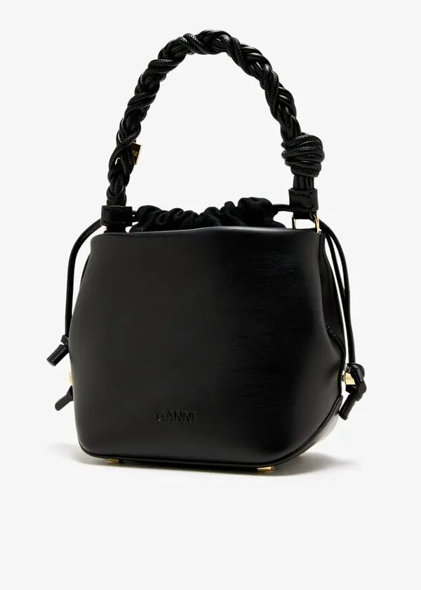 GANNI Bou Bucket Bag With Braided Handle - Black