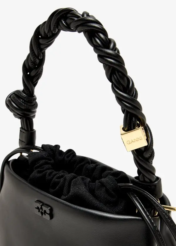 GANNI Bou Bucket Bag With Braided Handle - Black