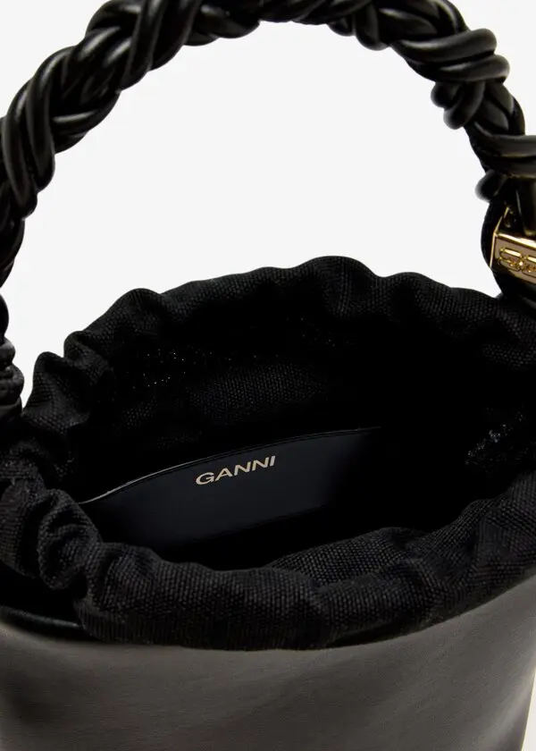 GANNI Bou Bucket Bag With Braided Handle - Black