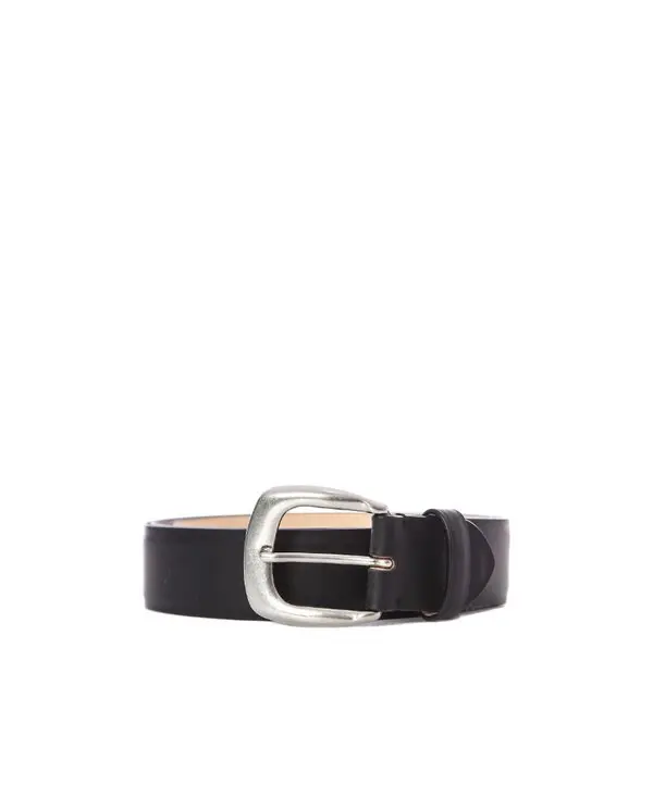 MAISON MARGIELA Leather Belt With Buckle - Black