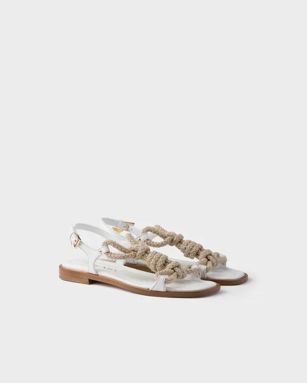 Prada Knotted Detail Open Toe Flat Sandals