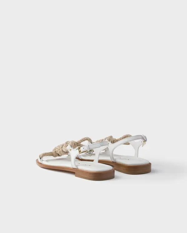 Prada Knotted Detail Open Toe Flat Sandals