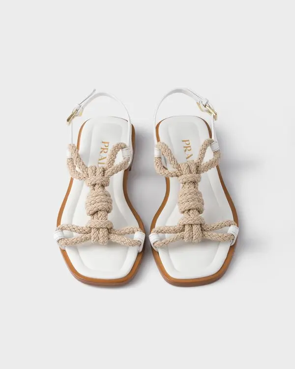 Prada Knotted Detail Open Toe Flat Sandals