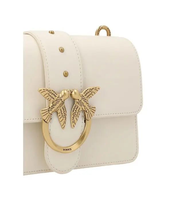 Pinko Love One Logo Plaque Mini Crossbody Bag - Nude