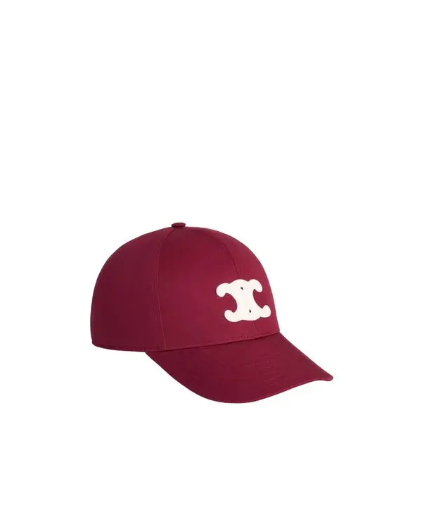 Celine Triomphe Baseball Cap In Cotton Gabardine - Red
