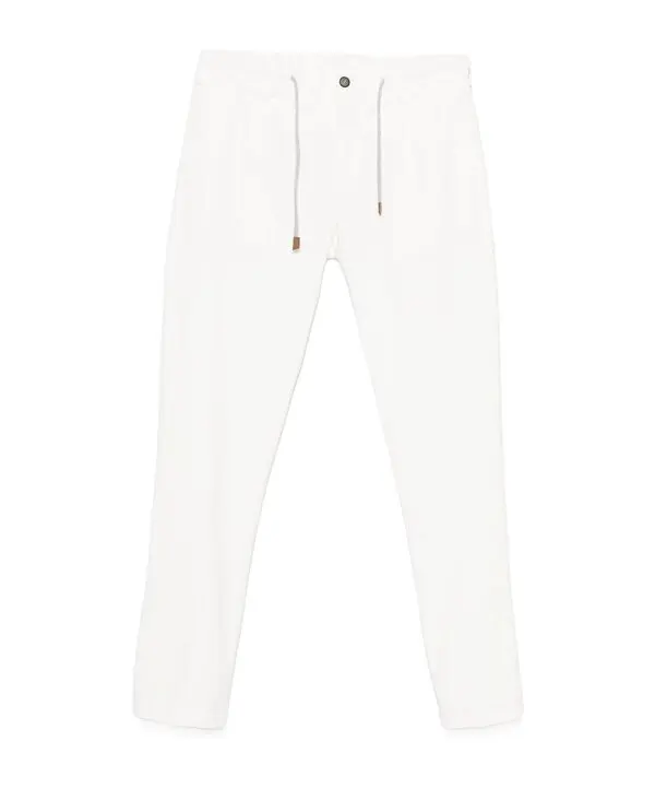 Eleventy Tapered Trousers With Drawstring Waist - White