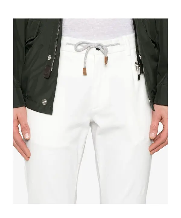 Eleventy Tapered Trousers With Drawstring Waist - White