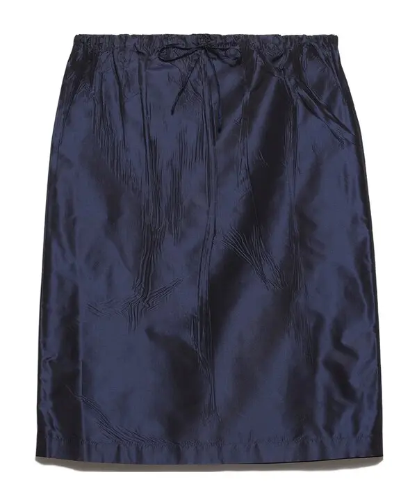 Prada Taﬀeta Midi Skirt With Drawstring And Pleated Details - Blue