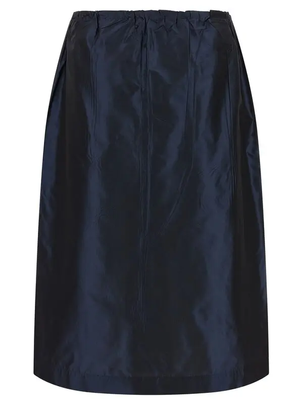 Prada Taﬀeta Midi Skirt With Drawstring And Pleated Details - Blue
