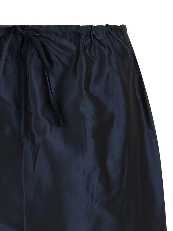 Prada Taﬀeta Midi Skirt With Drawstring And Pleated Details - Blue