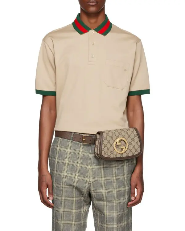 Gucci Cotton Piquet Polo With Web Collar