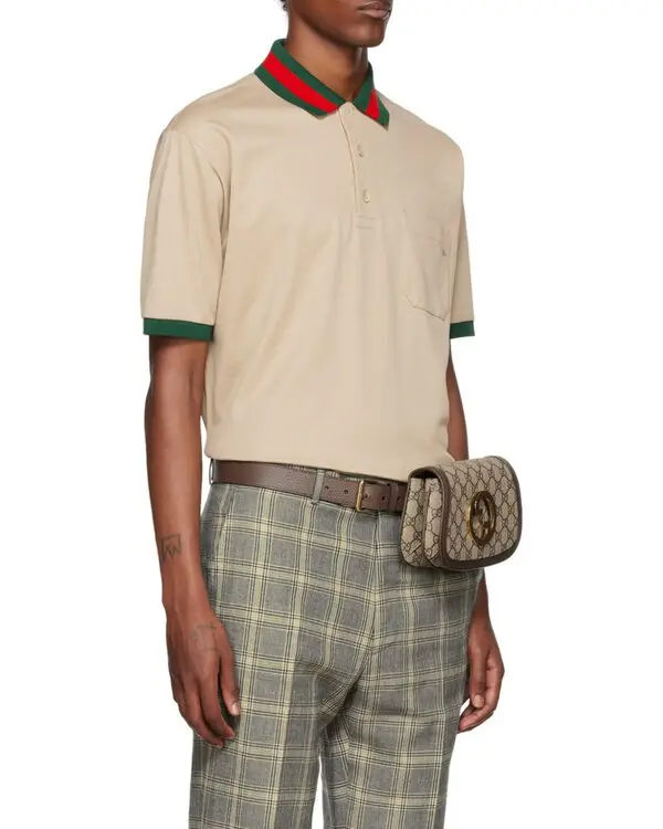 Gucci Cotton Piquet Polo With Web Collar