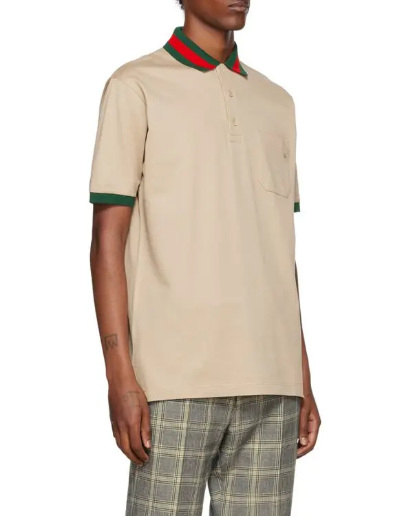 Gucci Cotton Piquet Polo With Web Collar