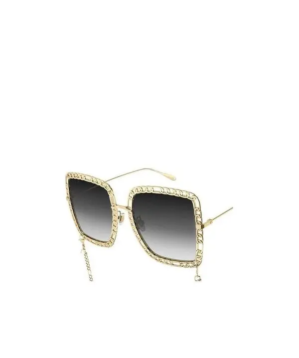 Gucci Chain-trimmed Square-frame Sunglasses - Black