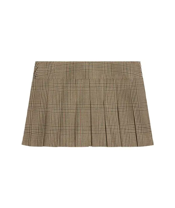 Celine Pleated Mini Skirt In Linen And Wool