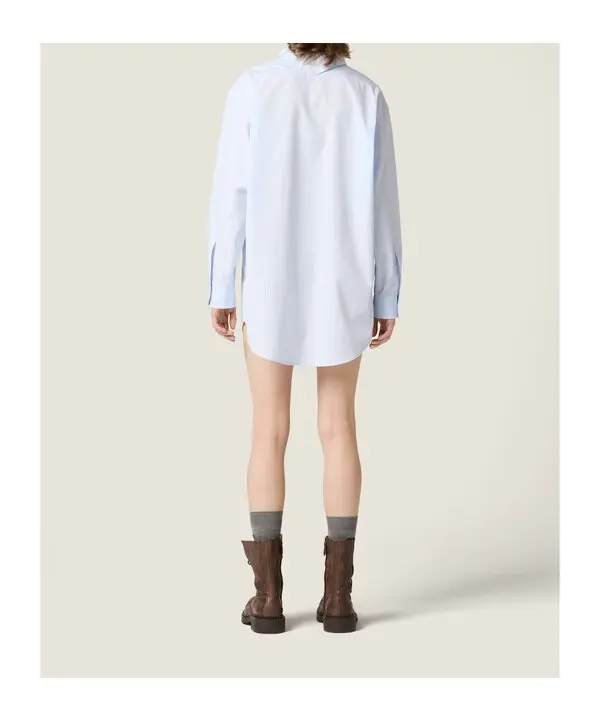 Miu Miu Striped Tie-neck Shirt