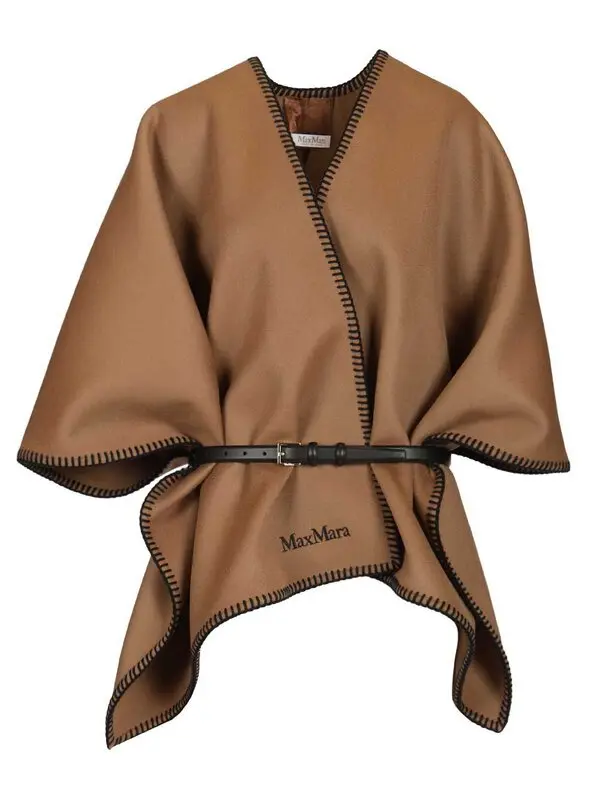 Max Mara Colomba Belted Cape - Brown