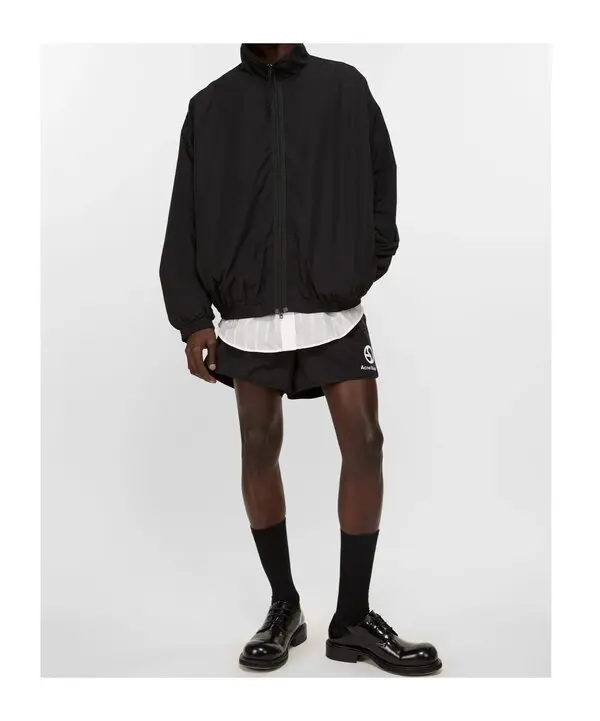Acne Studios Logo Embroidered Zip-up Jacket - Black