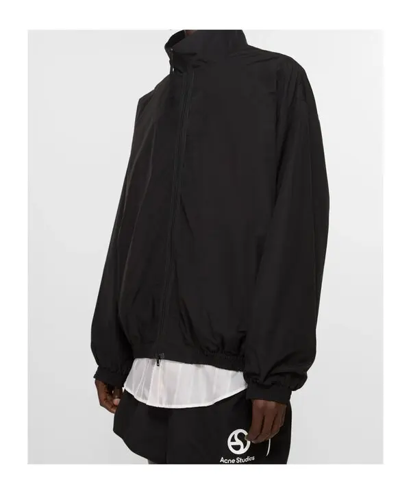 Acne Studios Logo Embroidered Zip-up Jacket - Black