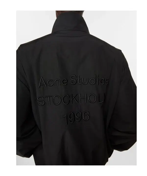 Acne Studios Logo Embroidered Zip-up Jacket - Black