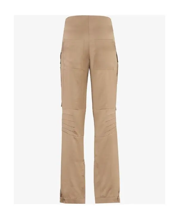 Fendi Low Rise Satin Cargo Pants With Ff Buckle Detail - Brown
