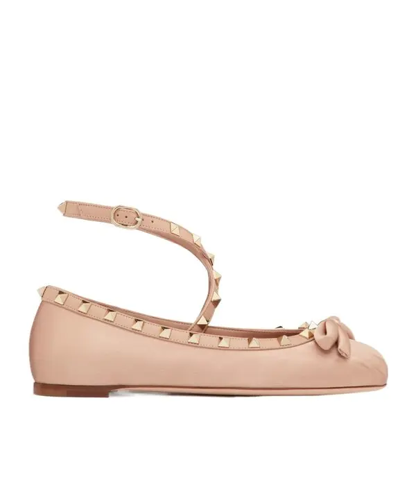 Valentino Garavani Rockstud Embellished Ballerina Flats - Cinnamon Rose