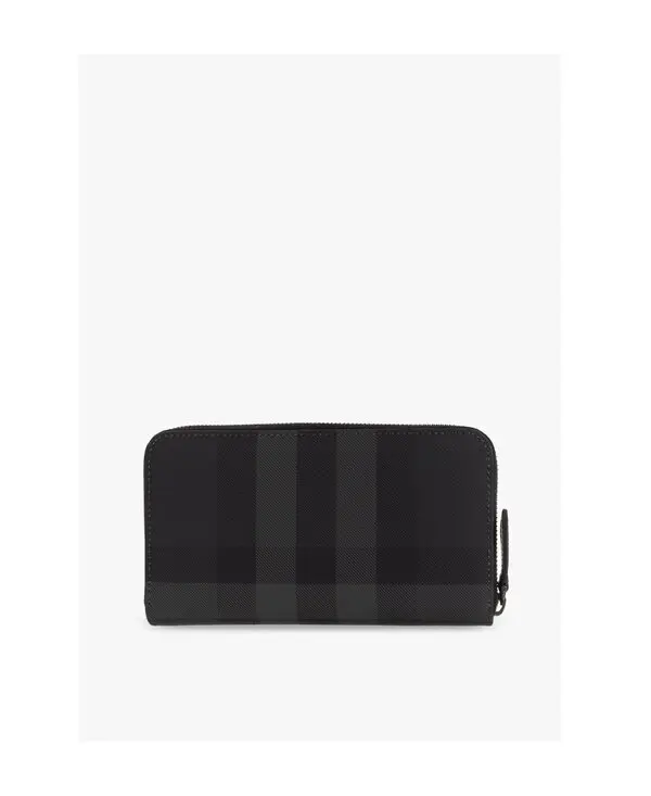 Burberry Logo Plaque Checked Zipped Wallet