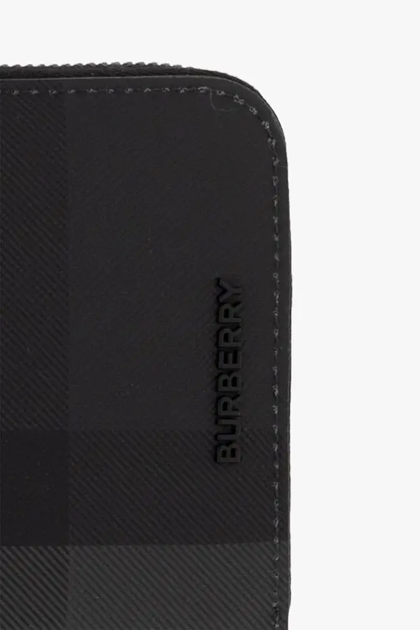 Burberry Logo Plaque Checked Zipped Wallet
