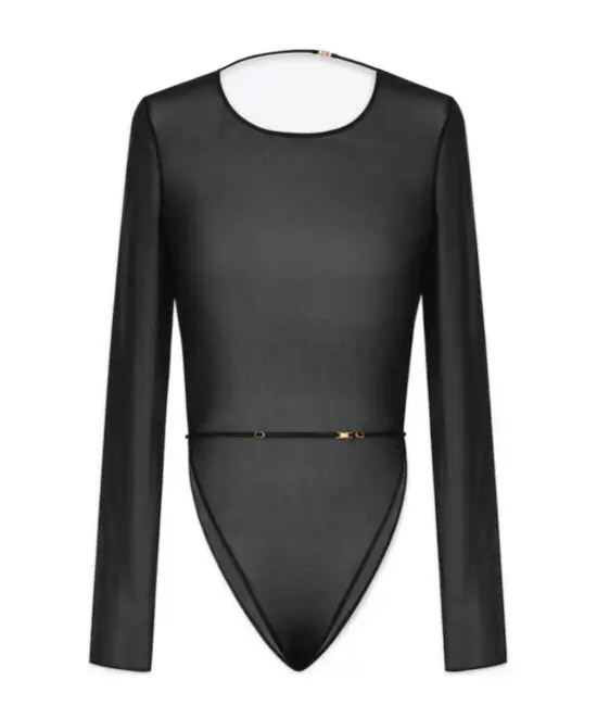 Saint Laurent Backless Long-sleeved Bodysuit