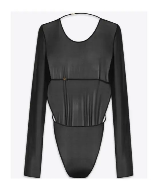 Saint Laurent Backless Long-sleeved Bodysuit