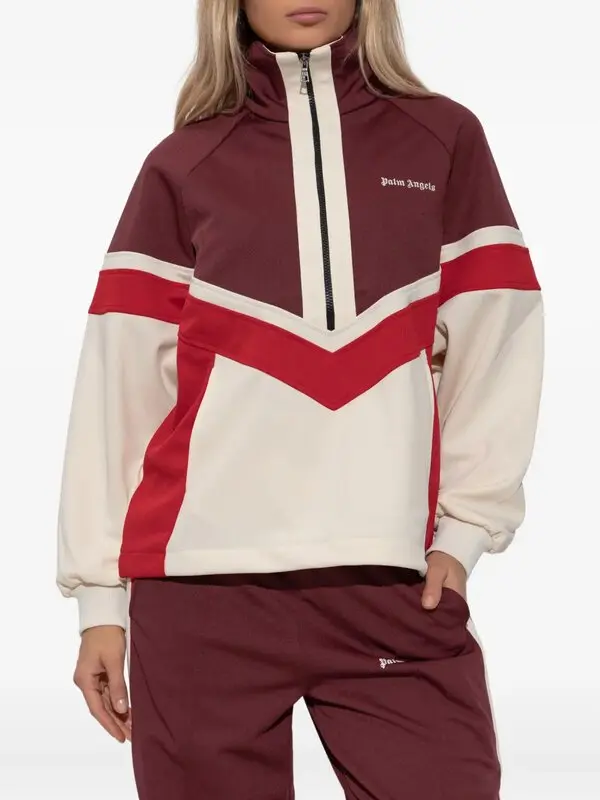 Palm Angels Chevron Pattern Zip Neck Sweatshirt
