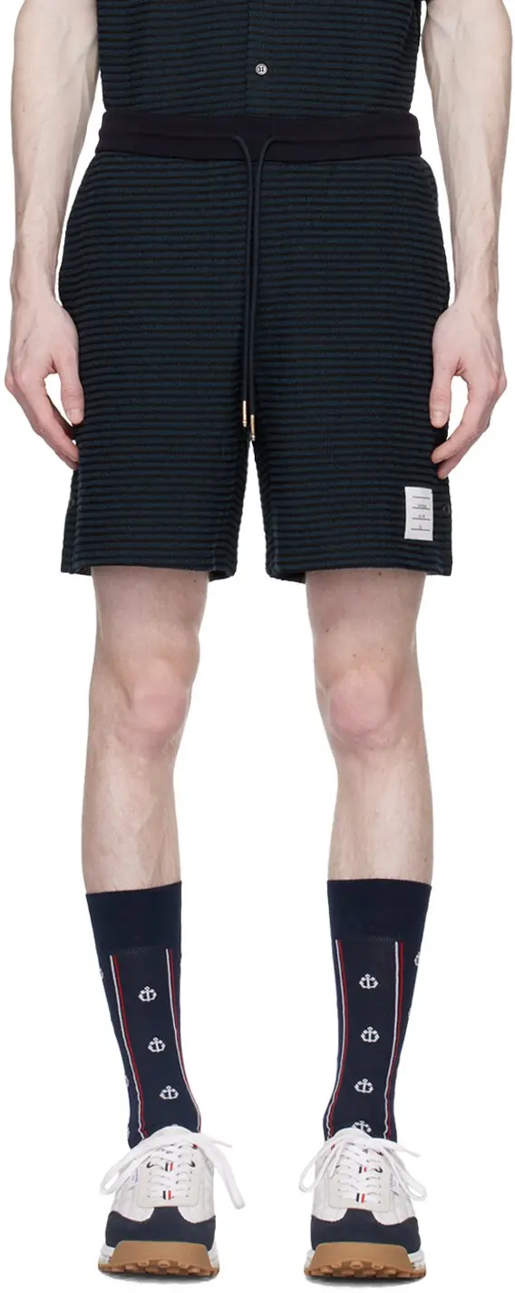 Thom Browne Striped Track Shorts - Navy Blue