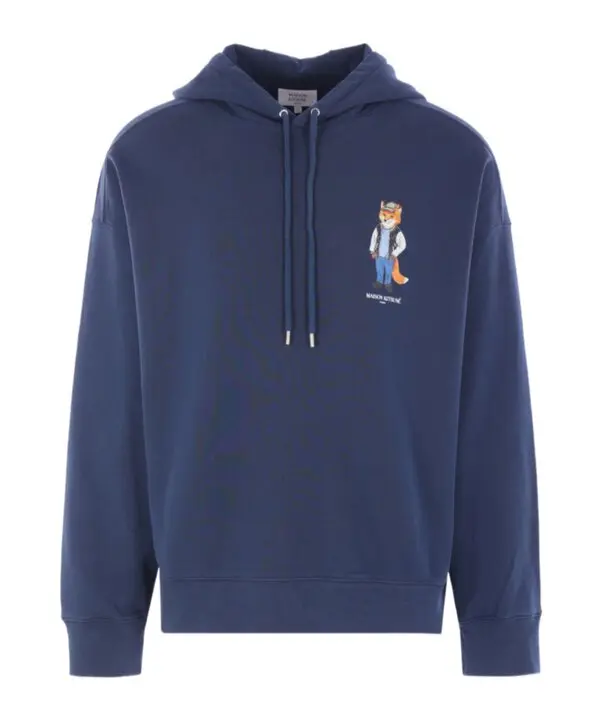 Maison Kitsuné Hooded Sweatshirt With Fox Print - Navy