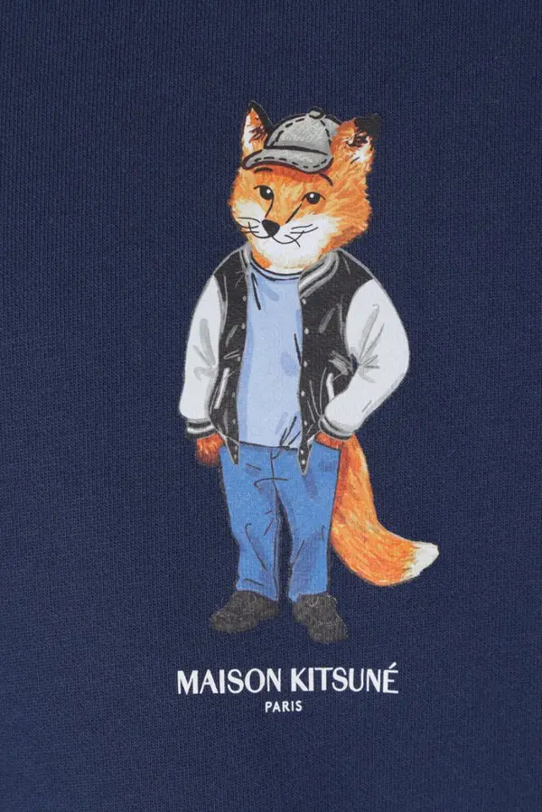 Maison Kitsuné Hooded Sweatshirt With Fox Print - Navy