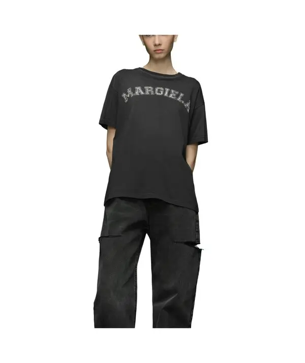 MAISON MARGIELA Logo Print Crewneck T-shirt - Black