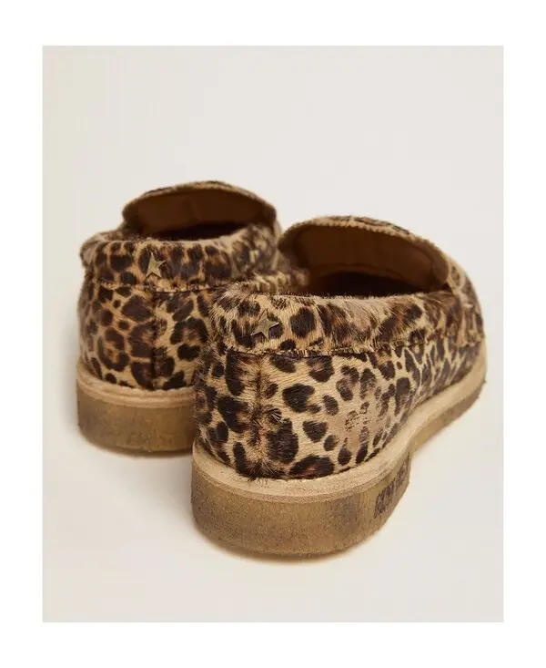 GOLDEN GOOSE Leopard-printed Round-toe Loafers