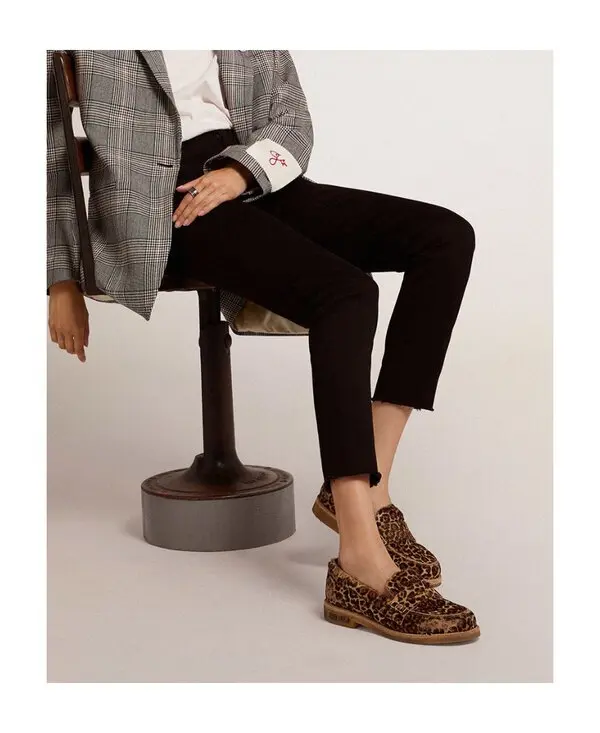 GOLDEN GOOSE Leopard-printed Round-toe Loafers
