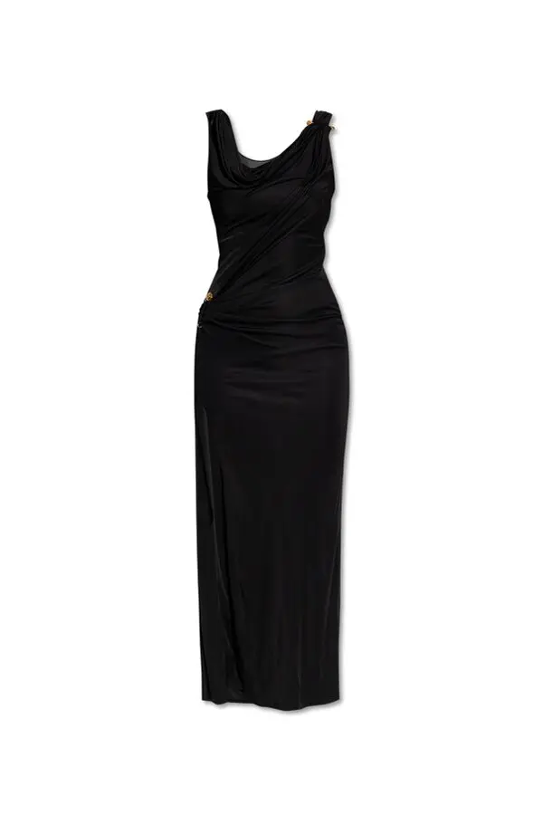Versace Safety-pin Detailed Ribbed Dress