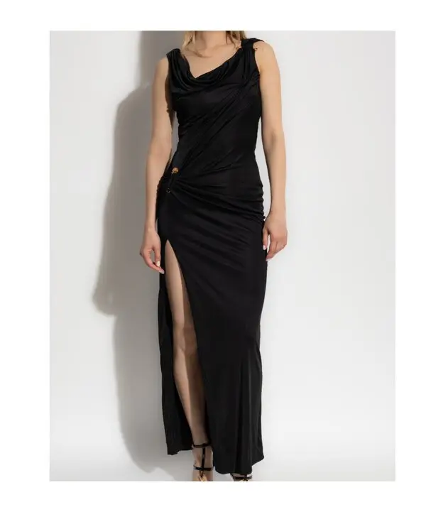 Versace Safety-pin Detailed Ribbed Dress