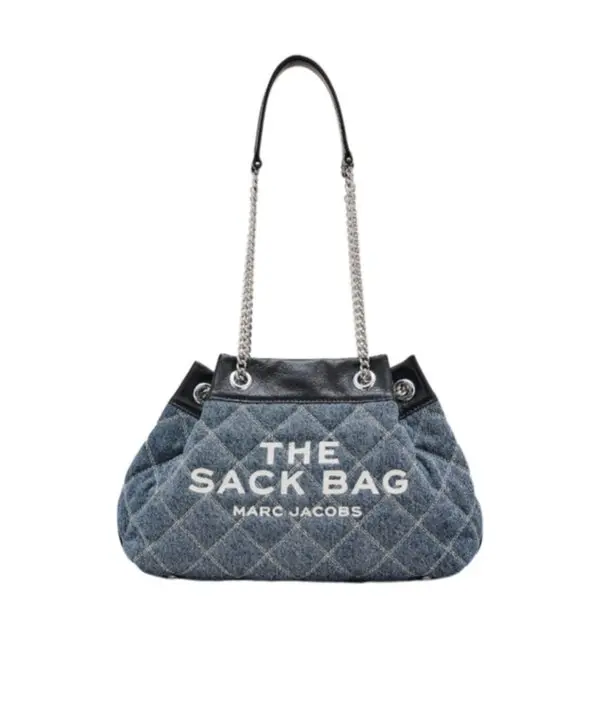 Marc Jacobs Quilted Denim Chain Sack Bag - Gray