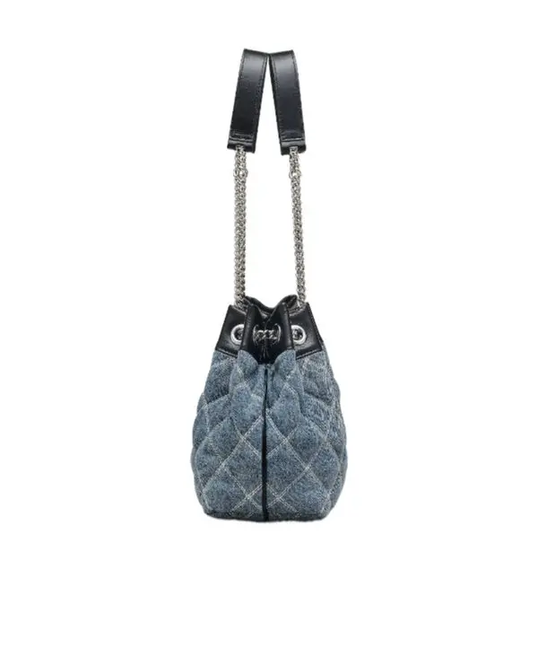 Marc Jacobs Quilted Denim Chain Sack Bag - Gray