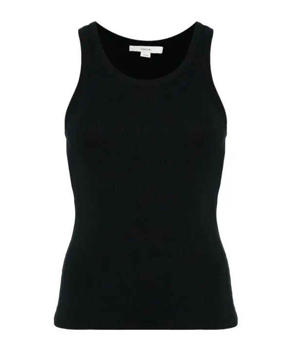 Vince Ribbed Sleeveless Tank Top - Black