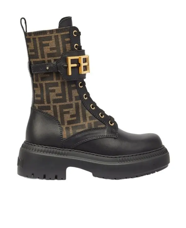 Fendi Graphic Jacquard Biker Boots
