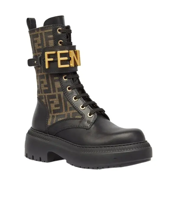 Fendi Graphic Jacquard Biker Boots