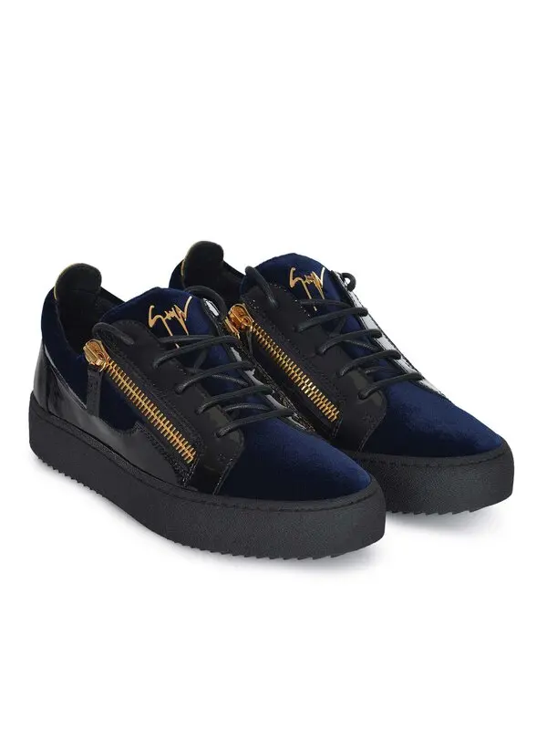 GIUSEPPE ZANOTTI Frankie Zip-detailed Lace-up Sneakers - Black