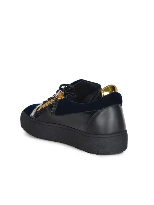 GIUSEPPE ZANOTTI Frankie Zip-detailed Lace-up Sneakers - Black