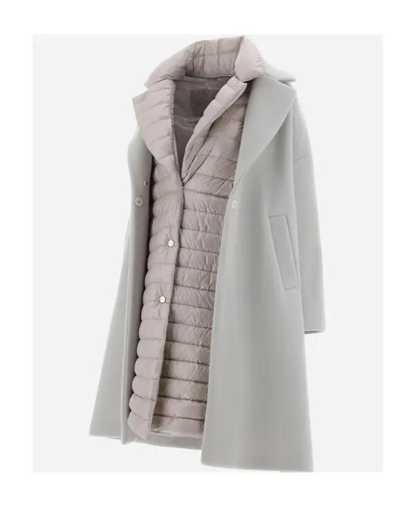 Herno Layered Long-sleeved Quilted Coat - Gray