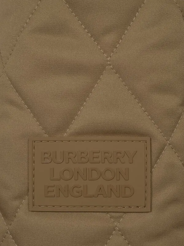 Burberry Diamond Quilted Button-up Jacket With Corduroy Collar - Camel