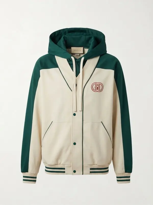 Gucci Striped Rib Casual Jacket With Drawstring Hood