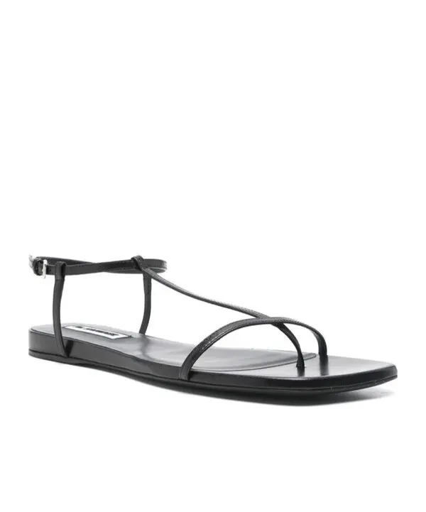 JIL SANDER Flat Buckled Sandals - Black